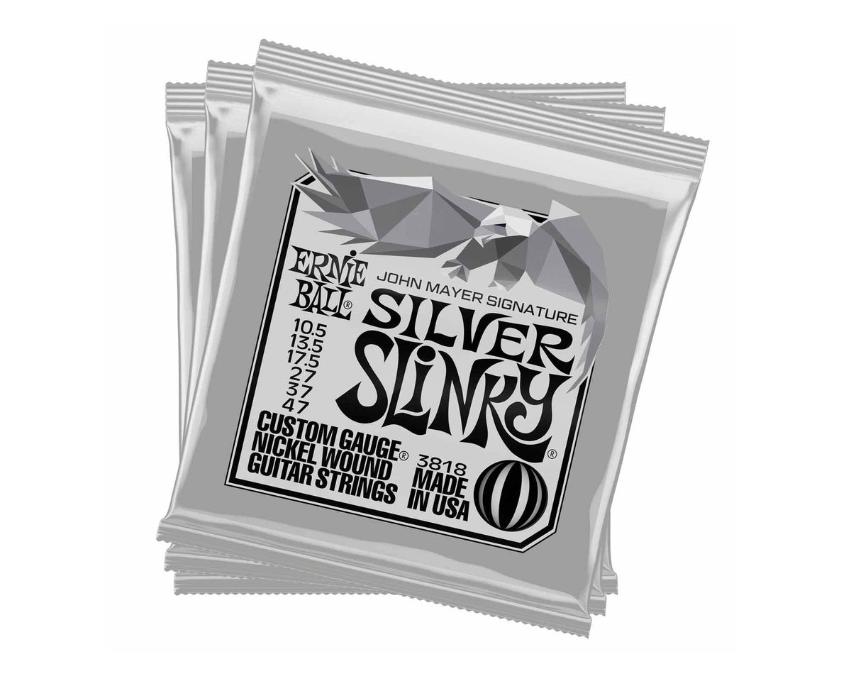 Ernie Ball 3818 Silver Slinky - John Mayer Signature Set - 3 Set Tin B ...