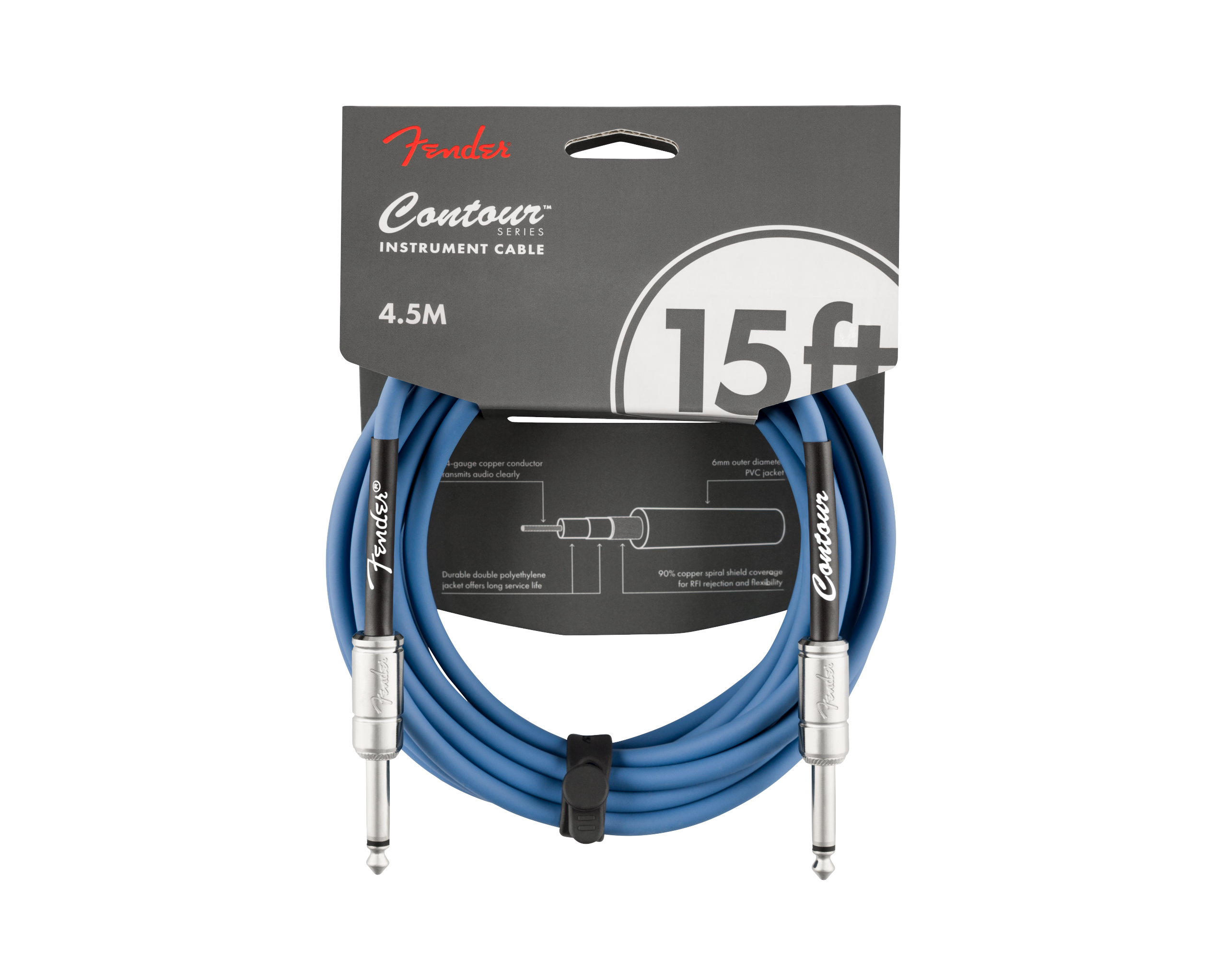 Fender Contour 15' Cable - Lake Placid Blue – Found Sound